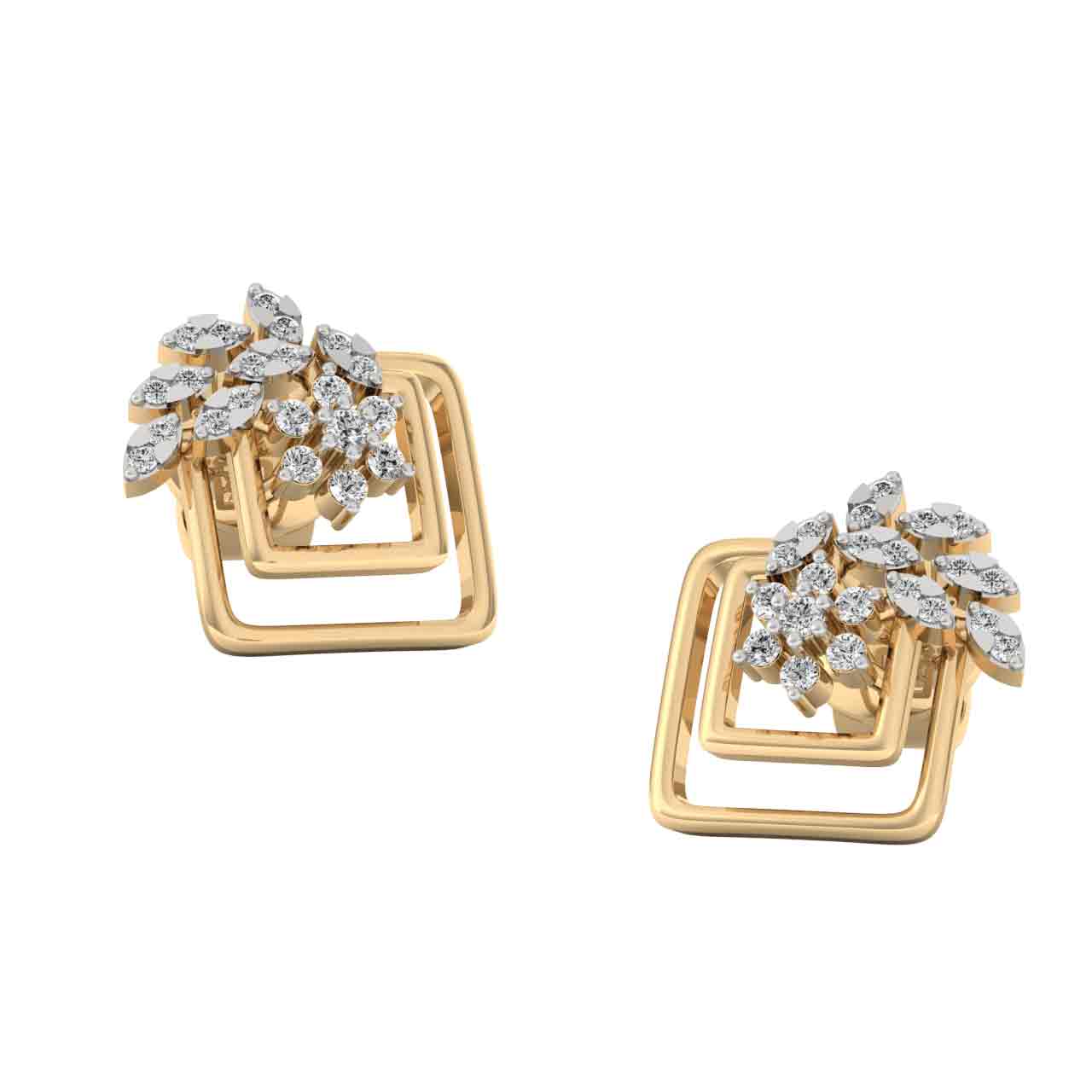 Square shape gold earrings store